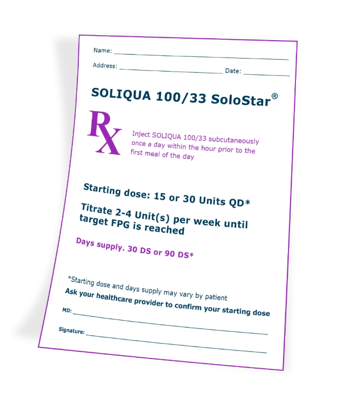 How To Write SOLIQUA® 100/33 | SOLIQUA® 100/33 (Insulin Glargine ...